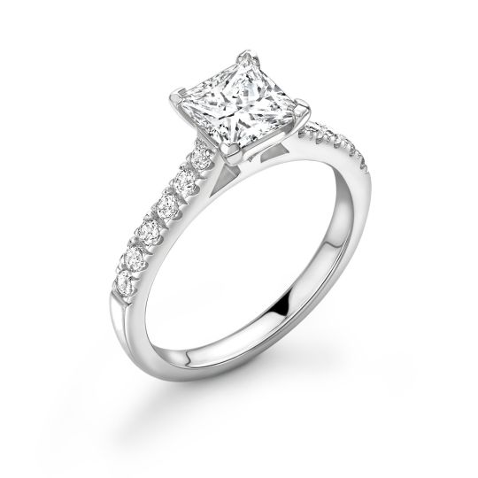 CLASSIC 4 CLAW PAVE SET CORNER BEZEL ENGAGEMENT RING. SETTING ONLY ...